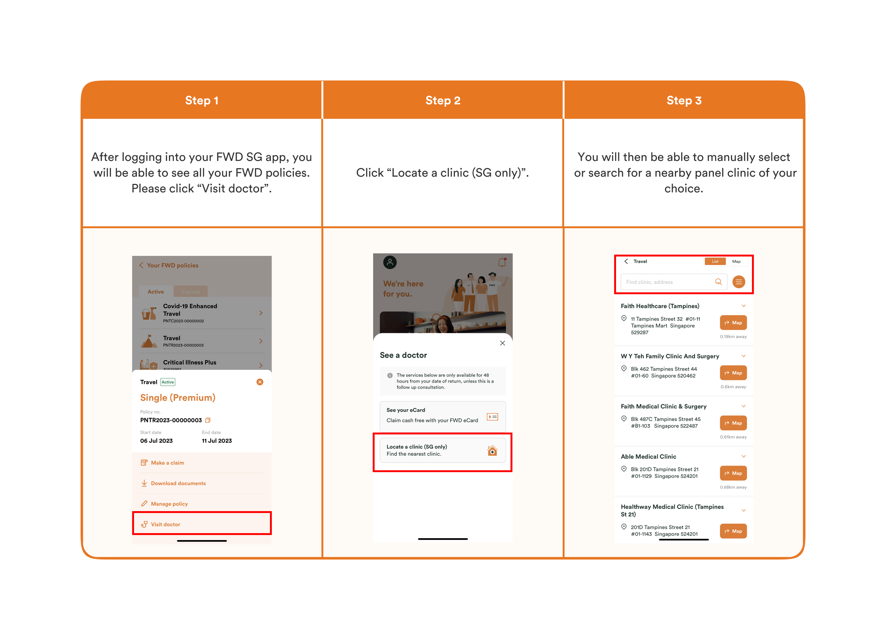 How can I find a nearby clinic using my FWD SG app? – FWD Insurance