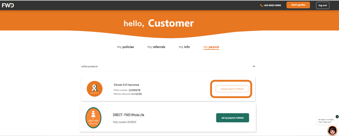Where can I update my preferred payout method? – FWD Insurance